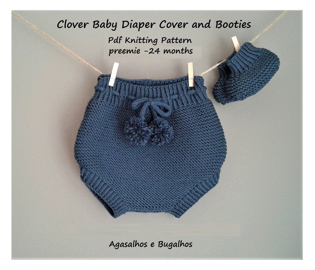 Clover Baby Diaper Cover and Booties Knitting Pattern | PDF Knitting ...