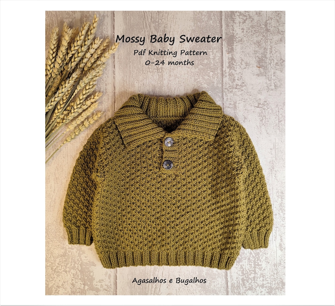 Mossy Baby Sweater Knitting Pattern | Drop Shoulder Jumper | PDF ...