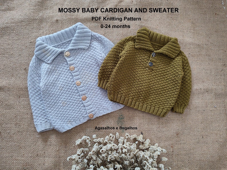 PDF Knitting Pattern | Mossy Baby Cardigan and Sweater Knitting Pattern ...