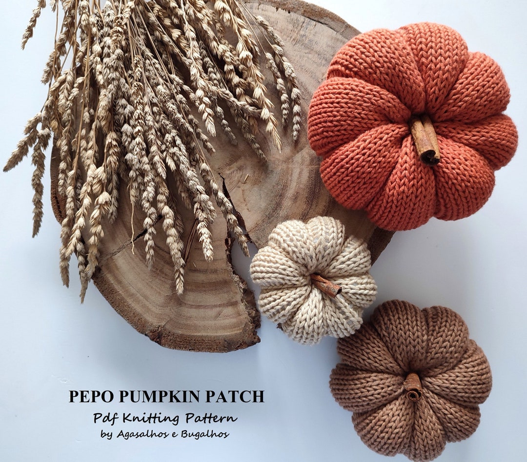 Pepo Pumpkin Patch Knitting Pattern | Halloween Decoration | Pumpkin ...