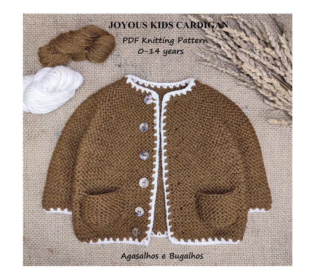 Joyous Kids Cardigan Knitting Pattern | Garter Stitch Cardigan | PDF ...