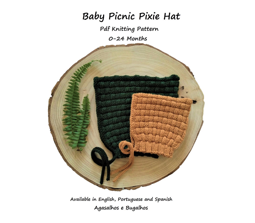 Picnic Baby Pixie Hat Knitting Pattern | PDF Knitting Pattern | 0-24 Months (english, Portuguese ...