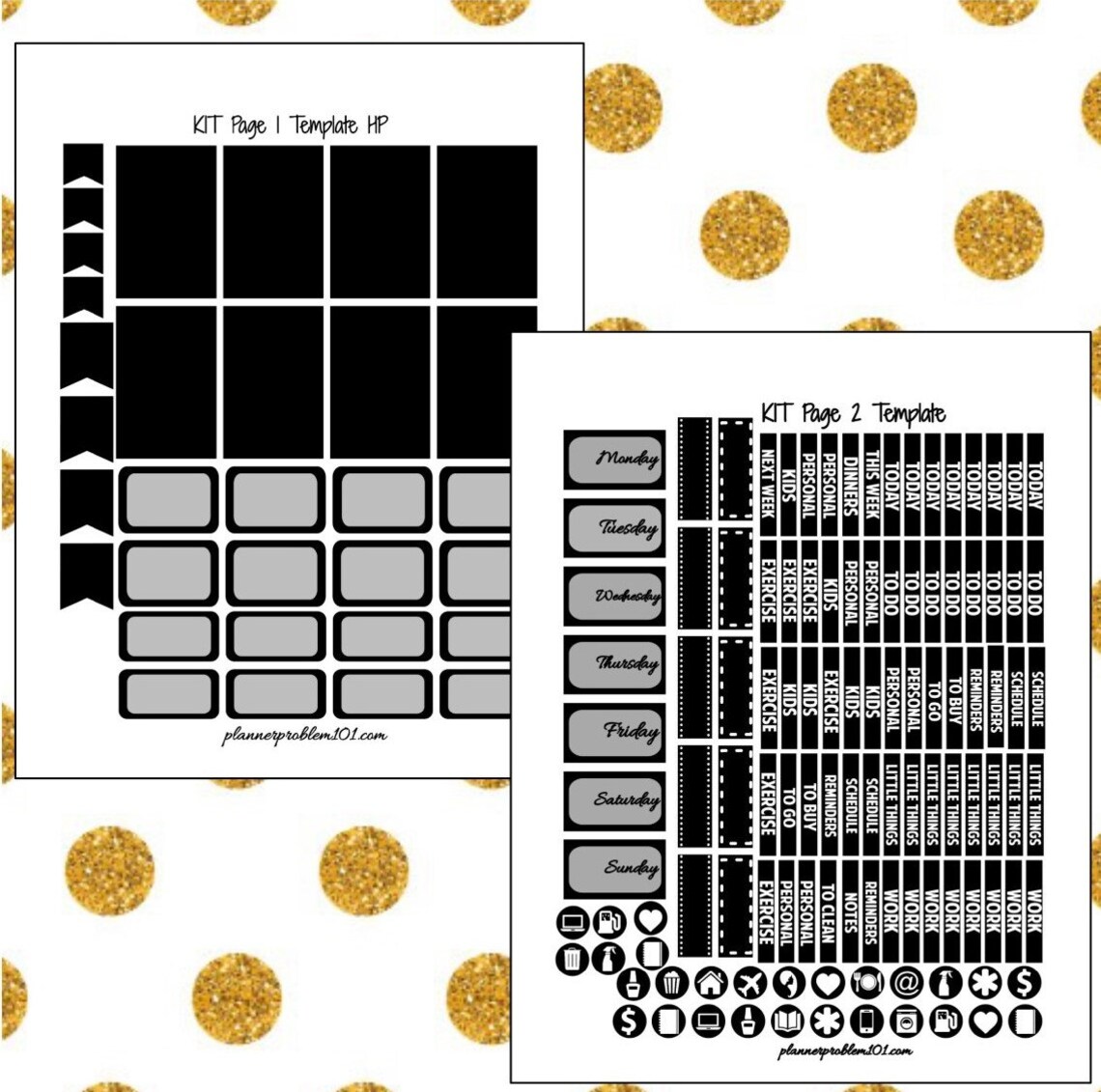 DIY Planner Sticker TEMPLATE! | Full Planner Sticker Editable Kit ...