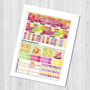 Fresh Fruit! // Printable August Monthly Planner Kit// 2 Pages // Fits ...