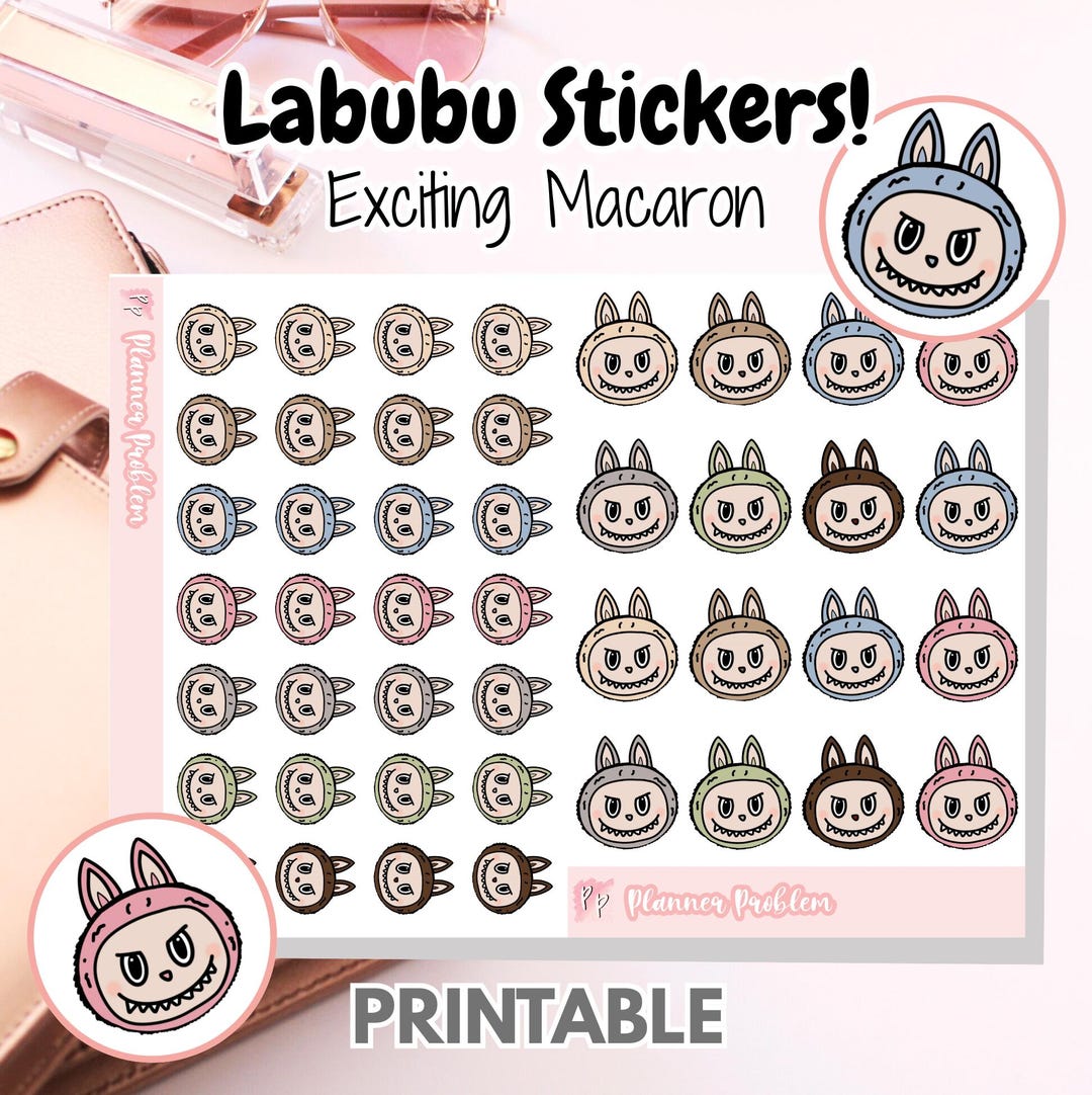 Labubu Inspired Kawaii Monster Stickers! // Macaron Theme // Printable ...