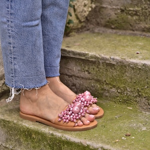 Pink Sandals, Beach Sandals, Summer Sandals, Leather Sandals, Women ...