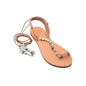 Blue Sandals, Boho Summer Sandals, Leather Sandals, Greek Sandals ...