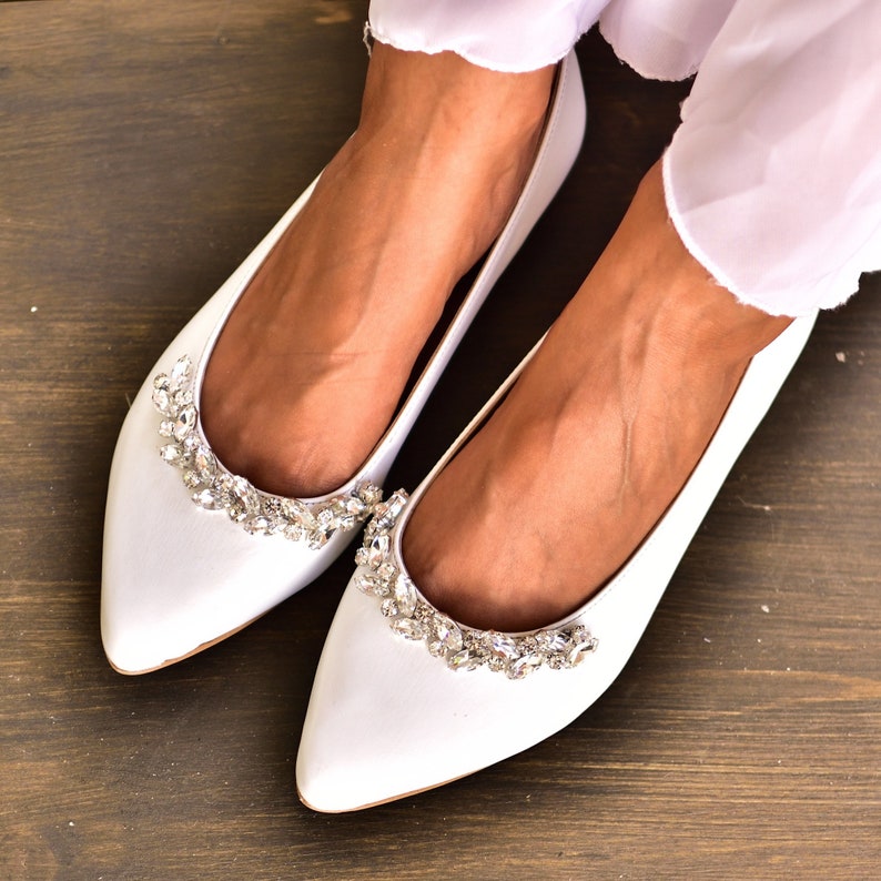 Wedding Shoes for Bride Wedding Flats Pointed Flat Shoes | Etsy