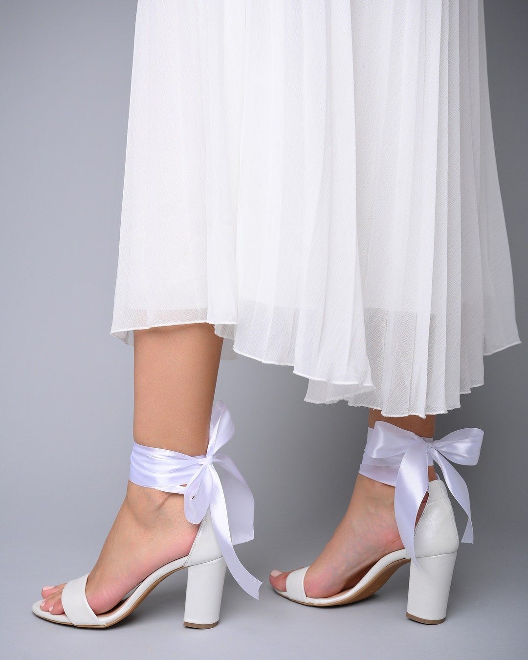 Wedding Shoes Block Heel White, Bridal Sandals for Wedding, Bridal ...