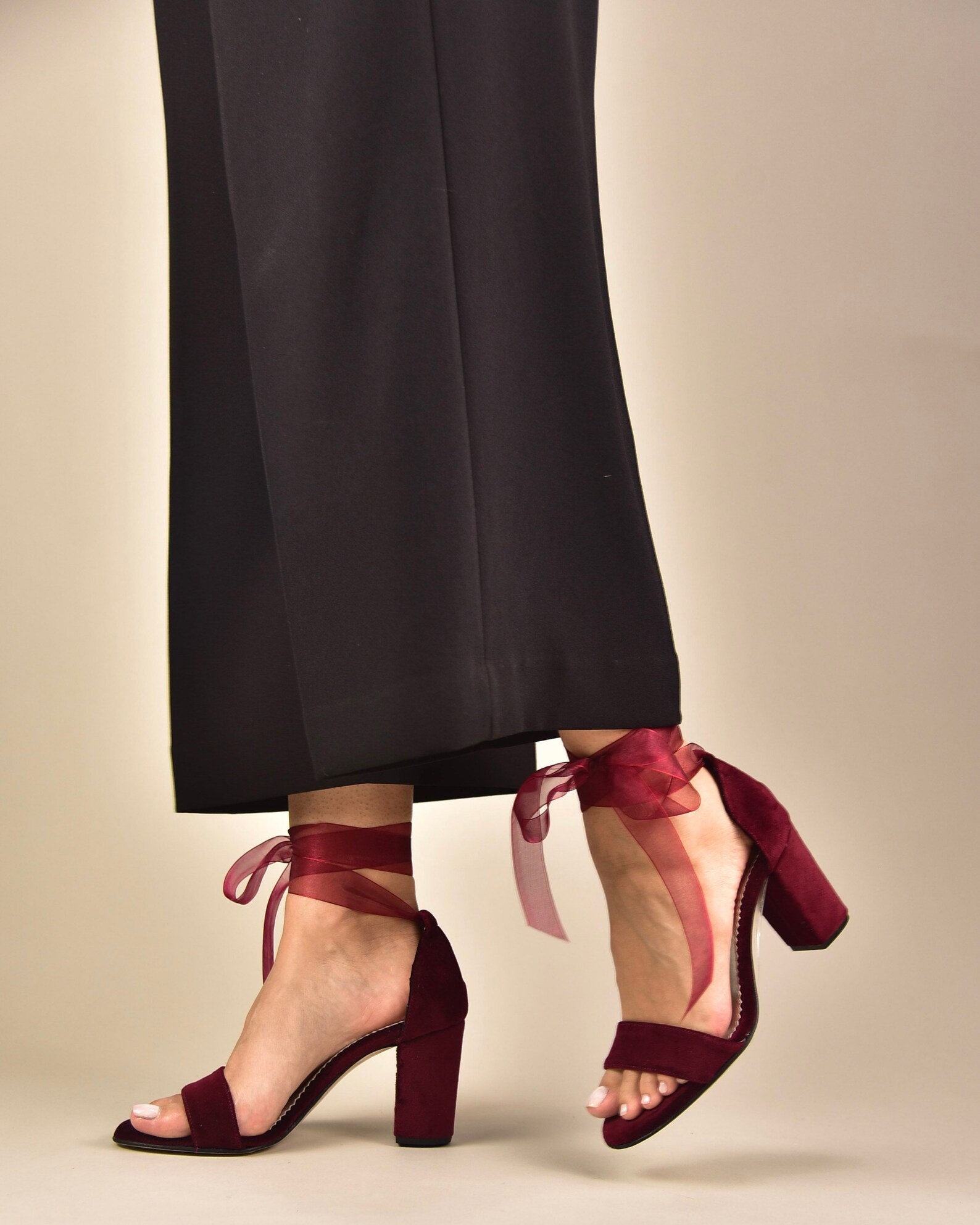 Wedding Shoes Dark Red Block Heel Sandals Wedding Sandals - Etsy