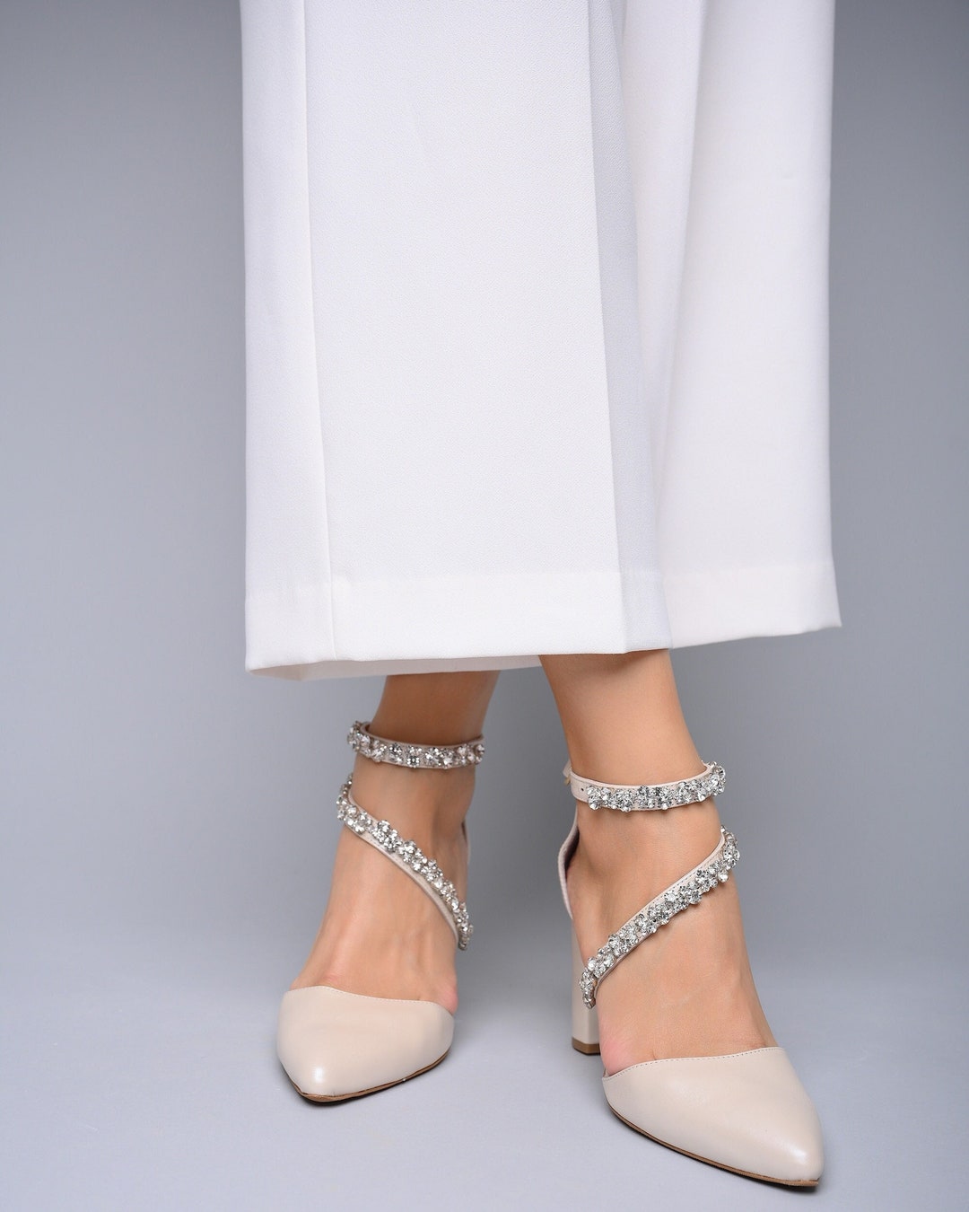 Wedding Shoes Ivory/ Wedding Shoes for Bride/ Bridal Shoes Block Heel ...