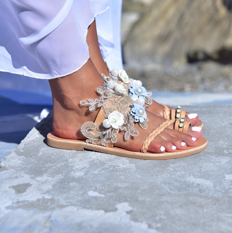 Beach Wedding Sandals Wedding Sandals Flat Wedding Shoes | Etsy