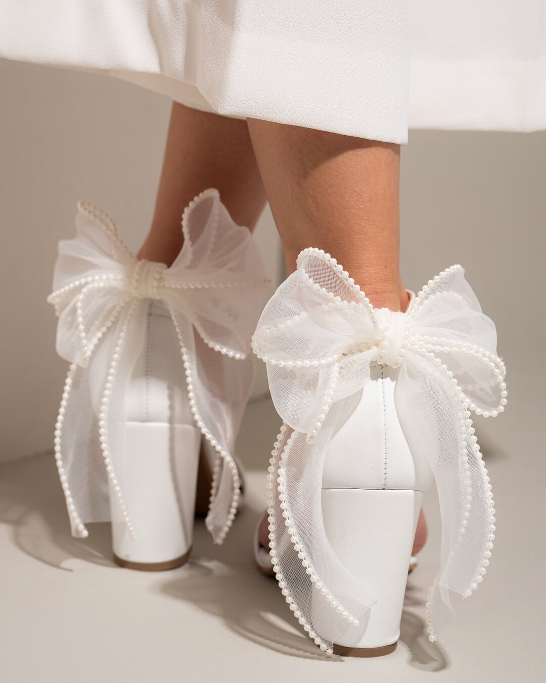 White Wedding Shoes for Bride, Wedding Shoes Block Heel, Wedding Heels ...