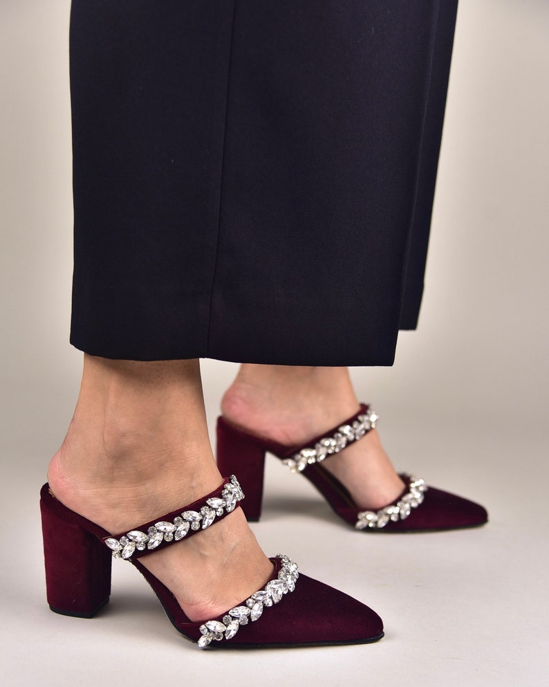 Dark Red Wedding Shoes Red Wedding Heels Pointed Toe Wedding - Etsy