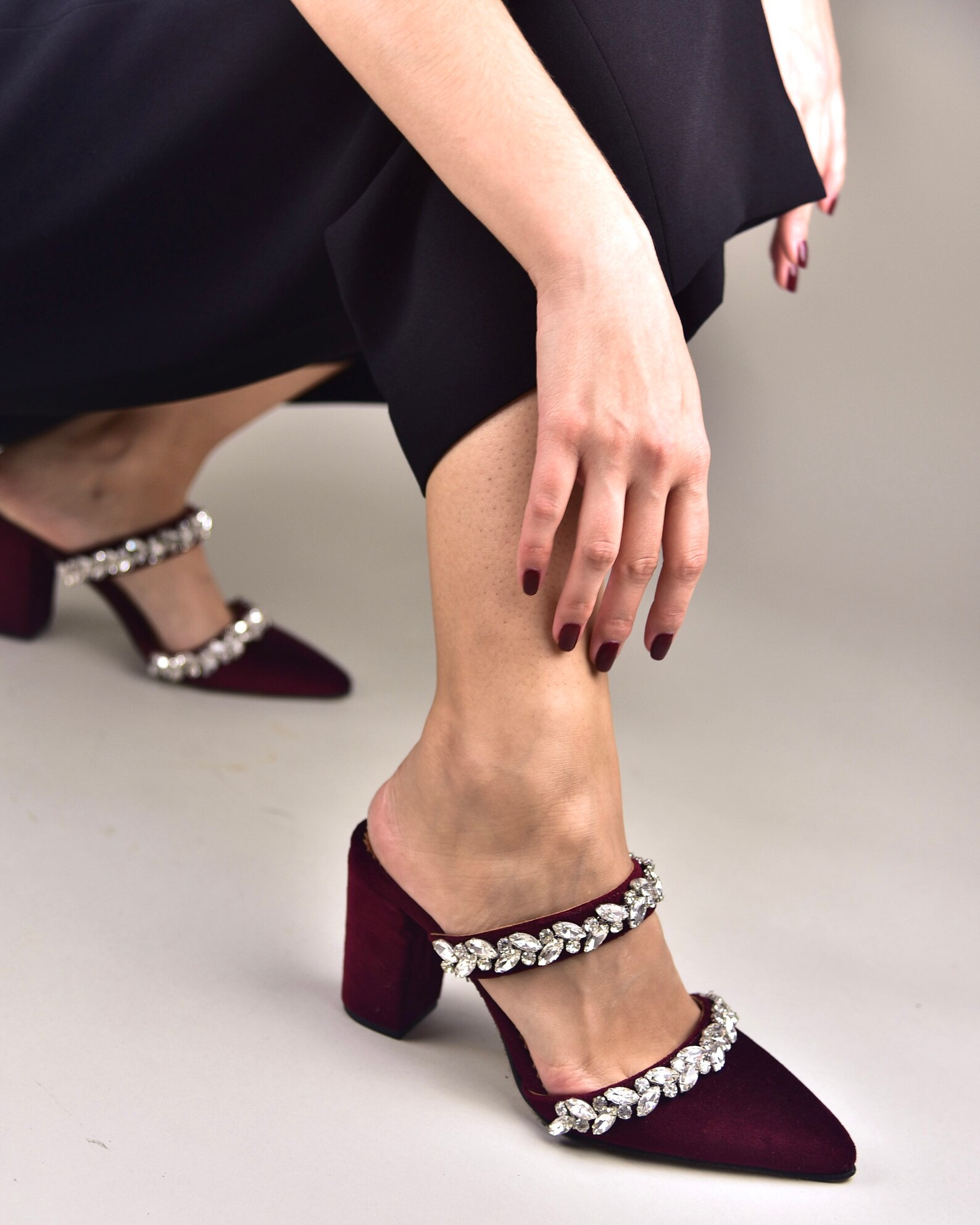 Dark Red Wedding Shoes Red Wedding Heels Pointed Toe Wedding - Etsy