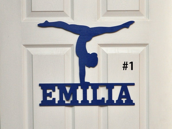 Name Sign Gymnastics Girl Room Sign With Name Sign Wood Name Gymnastics ...