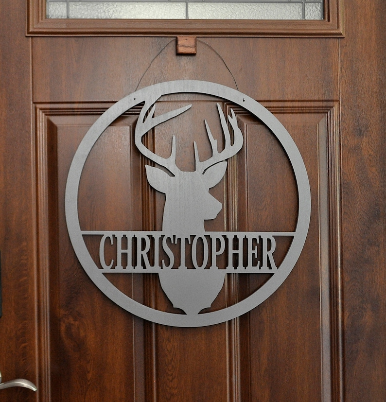 Deer Antlers Door Wall Hanger, Custom Name Hunters Sign - Etsy
