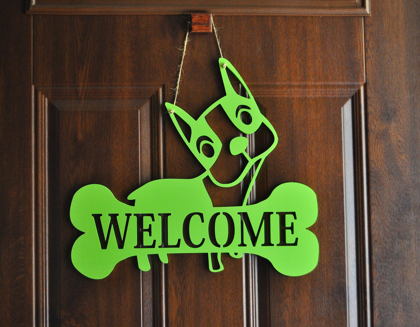 Boston Terrier Welcome Door Hanger | Etsy
