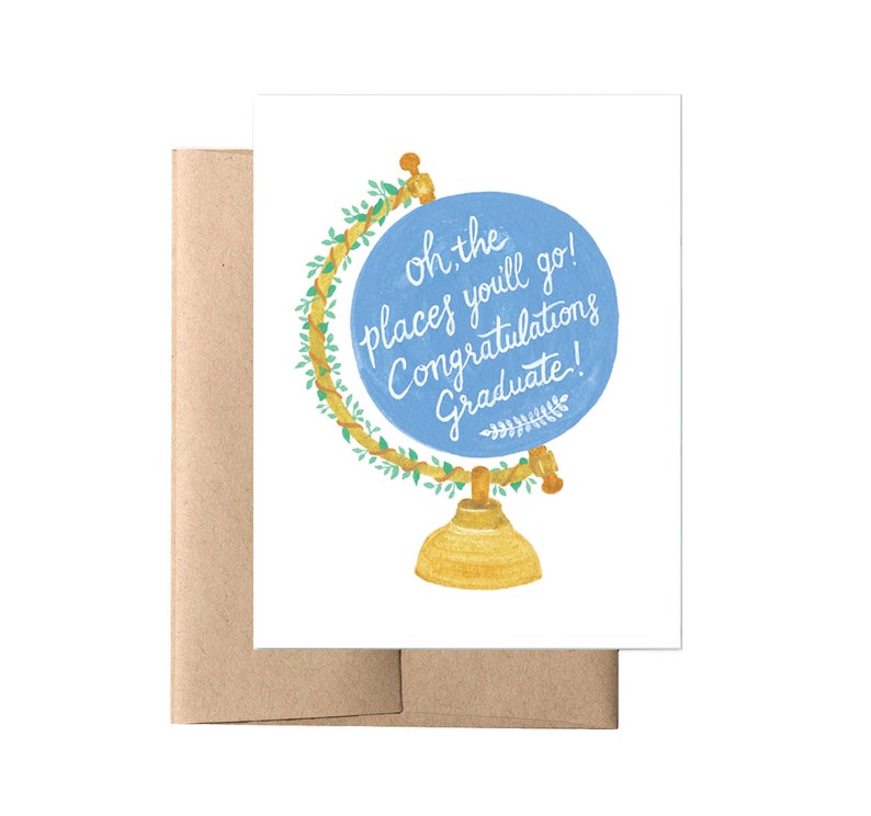Graduation Globe Card // Graduation Card, Graduation Gift, Mentor ...