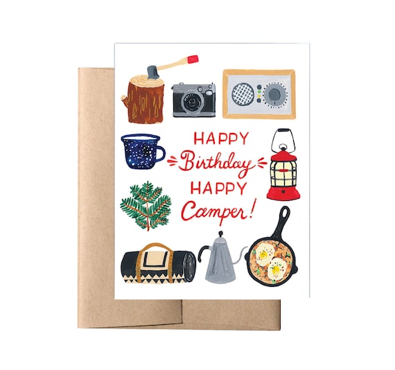 Happy Camper // Adventure Birthday Card Birthday Card for - Etsy