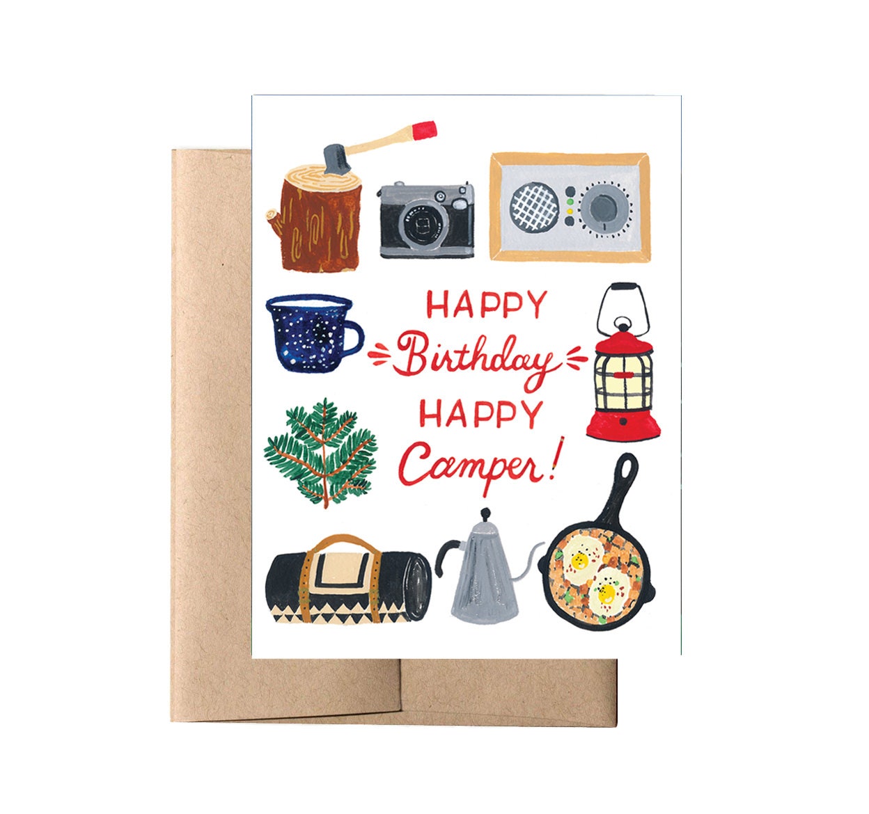 Happy Camper // Adventure Birthday Card, Birthday Card for Outdoors ...