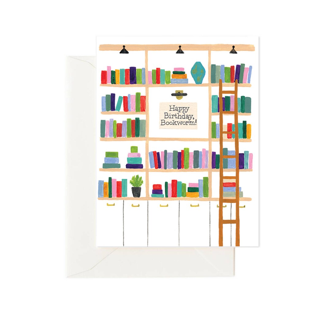 Birthday Card for Bookworm Nerd // Birthday Card, Card for Bookworm ...