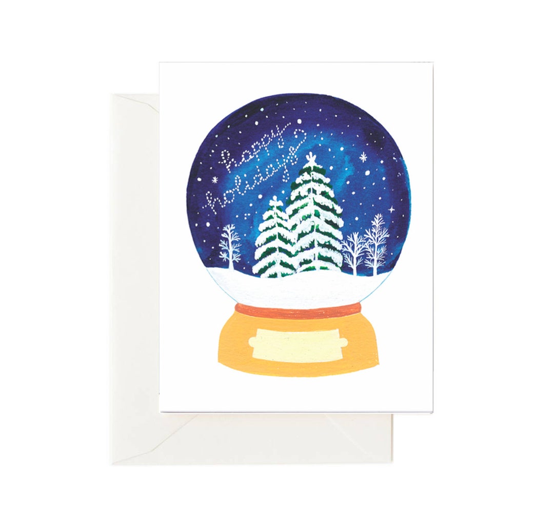 Snowglobe Holiday Christmas Card // Snowglobe Card, Christmas Card ...