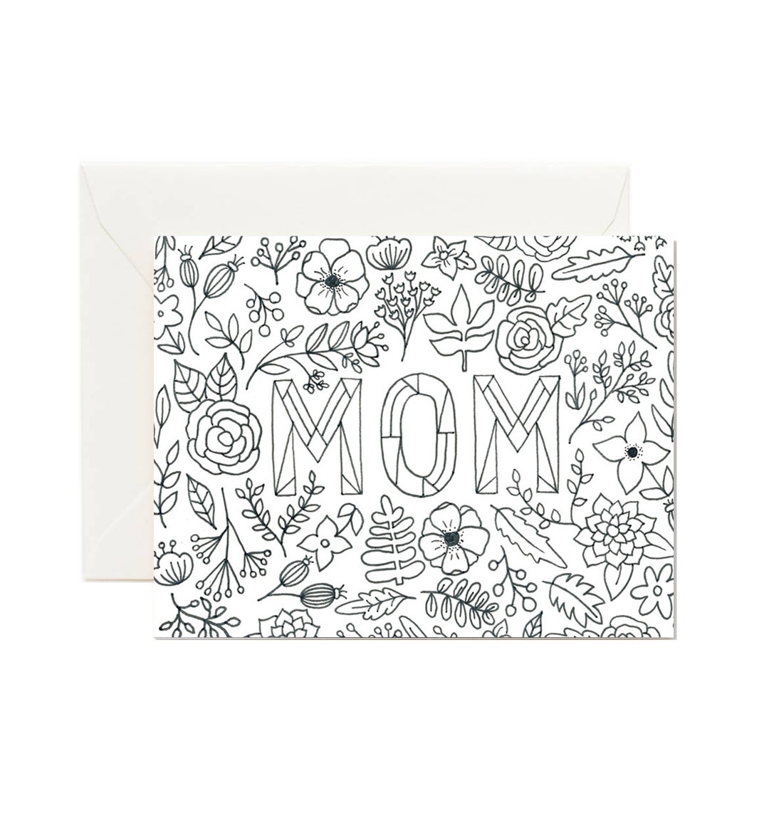 MOM DIY Coloring Card // Card for Mom, I Love You Mom, Just Because ...