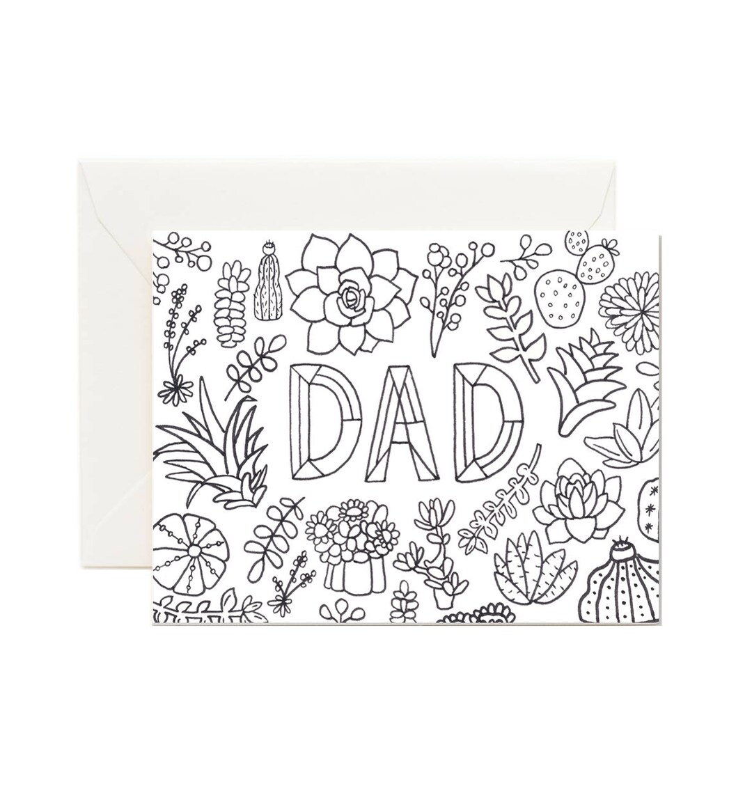 Father's Day Coloring Card // Dad Coloring Birthday Card, Dad DIY ...