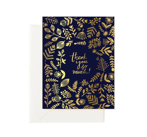 Gold Foil Thank You Card // Elegant Thank You Gold Foil Thank | Etsy