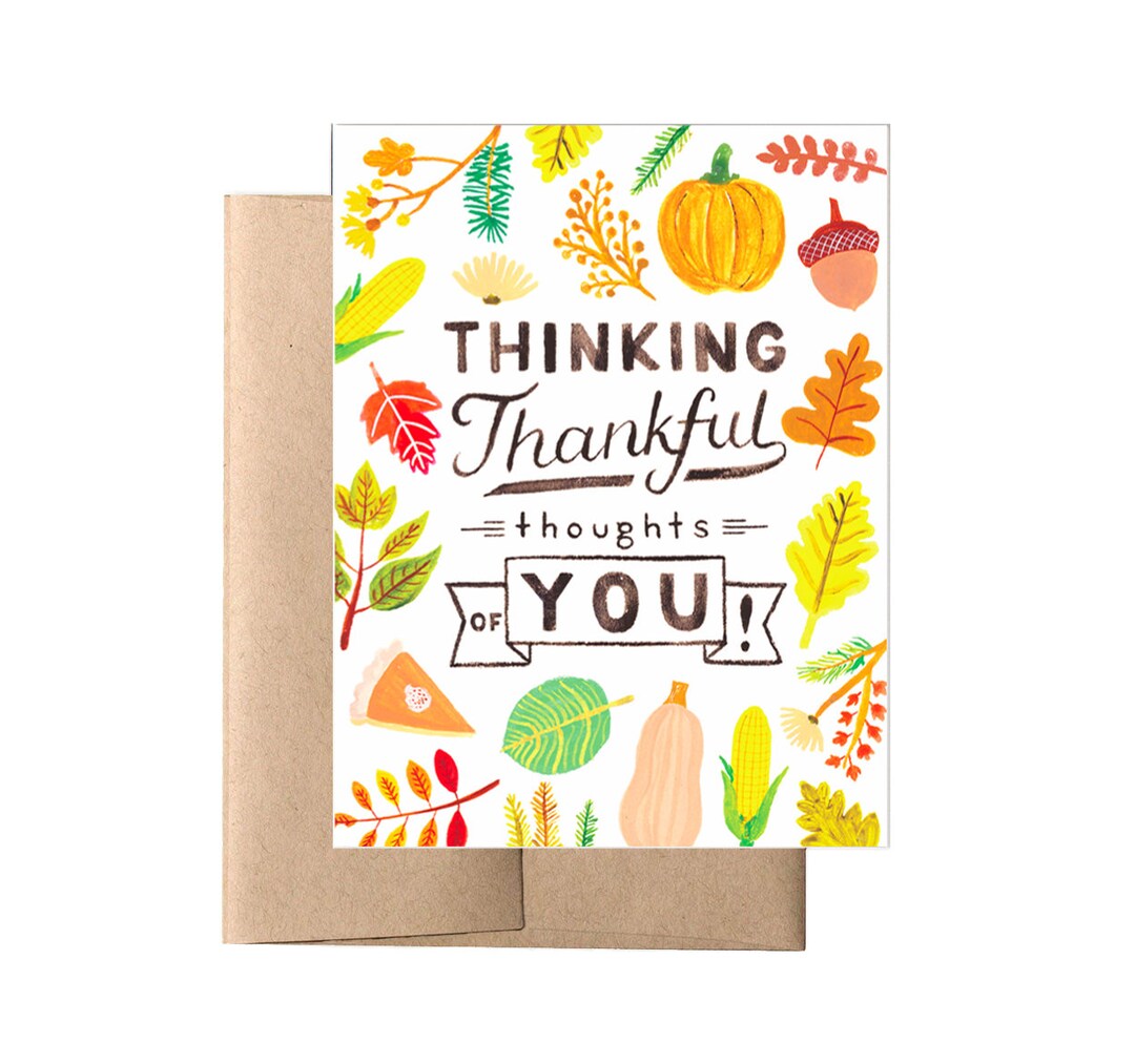 Thankful Fall Season Card, Thinking of You Thanksgiving Card, Thankful ...