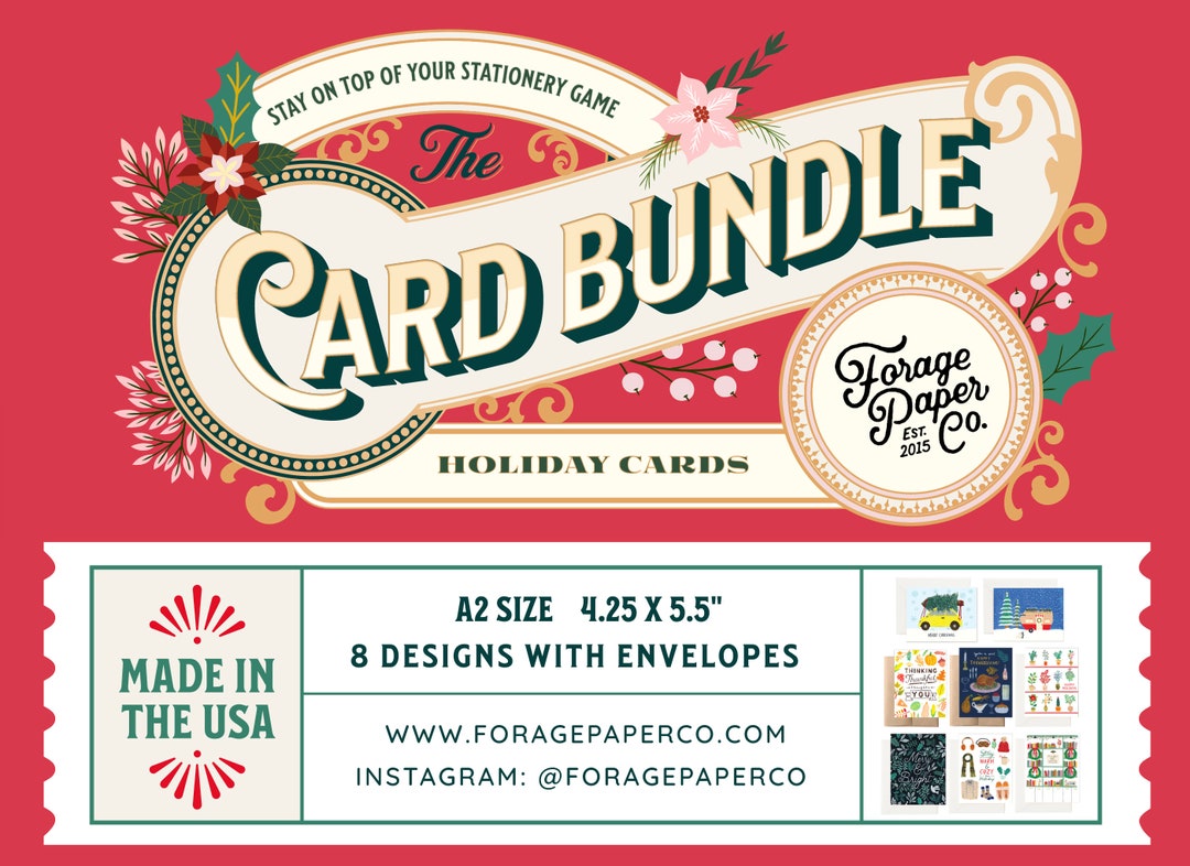 Thanksgiving & Christmas Card Bundle, Set of 8 Holiday and Christmas ...