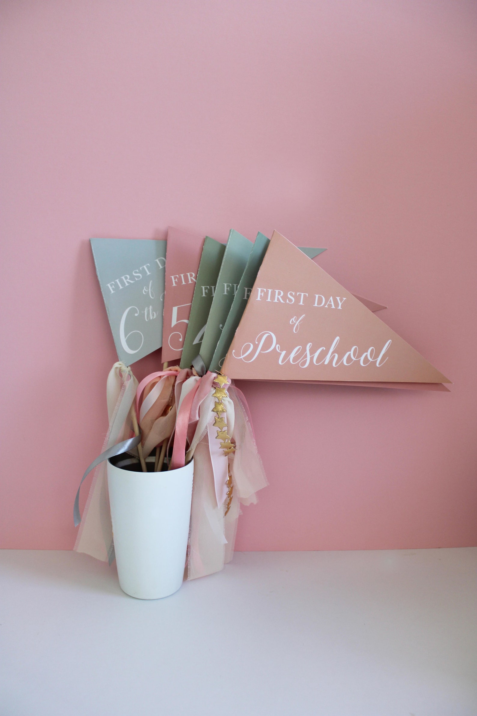 DIY First Day of School Pennant Flags - Preschool Pre-k to 6th Grade ...
