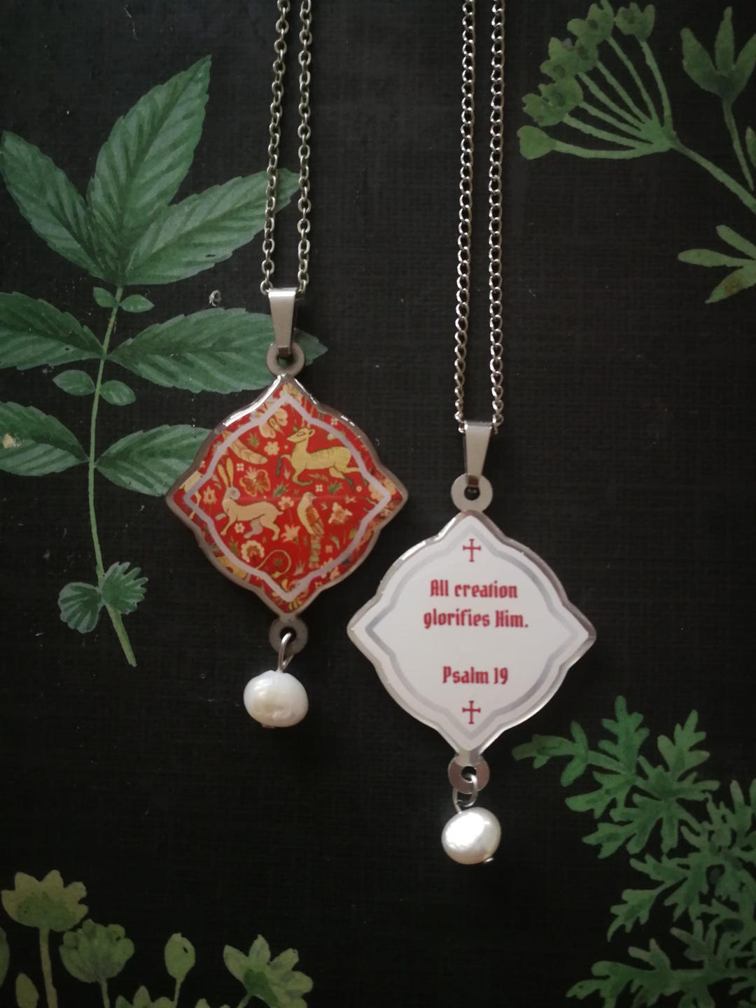 Medieval Tapestry Necklace Bible Verse Pendant Religious Christian ...