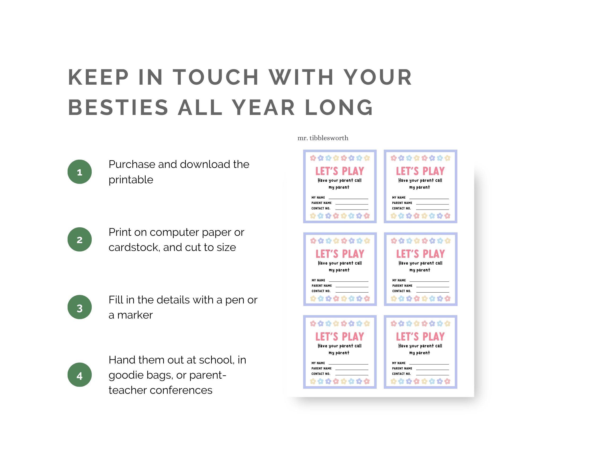 Editable Playdate Cards, Let's Play Printable Cards, Play Date Cards ...