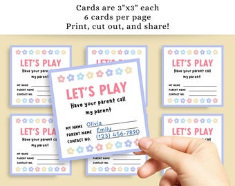 Editable Playdate Cards, Let's Play Printable Cards, Play Date Cards ...
