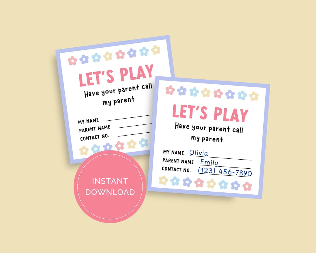Editable Playdate Cards, Let's Play Printable Cards, Play Date Cards ...