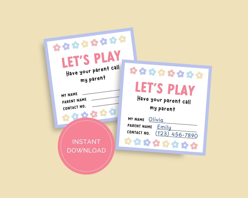 Editable Playdate Cards, Let's Play Printable Cards, Play Date Cards ...