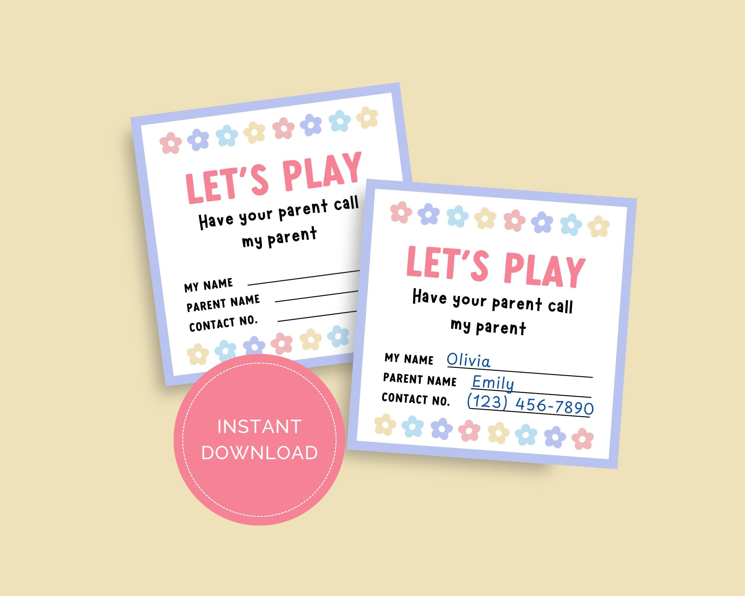 Editable Playdate Cards, Let's Play Printable Cards, Play Date Cards ...