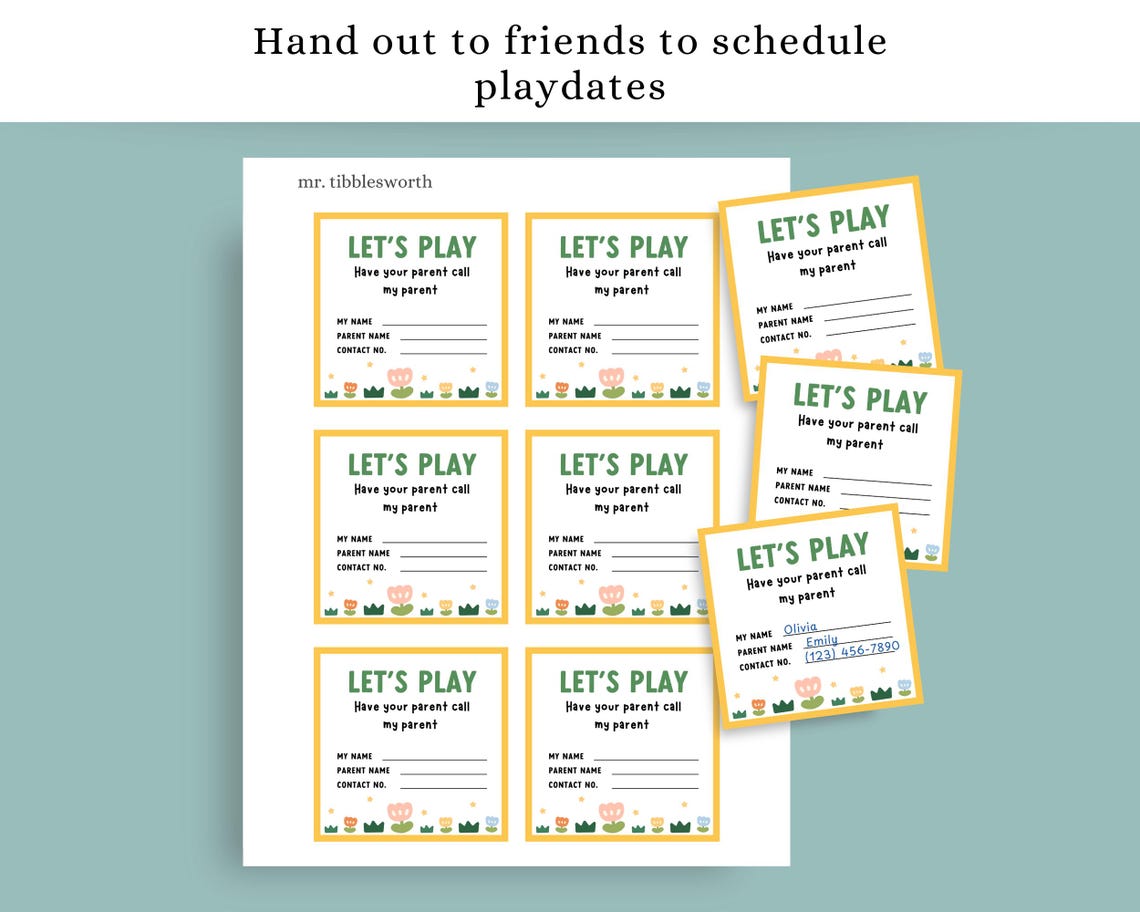 Editable Playdate Cards, Let's Play Printable Cards, Play Date Cards ...