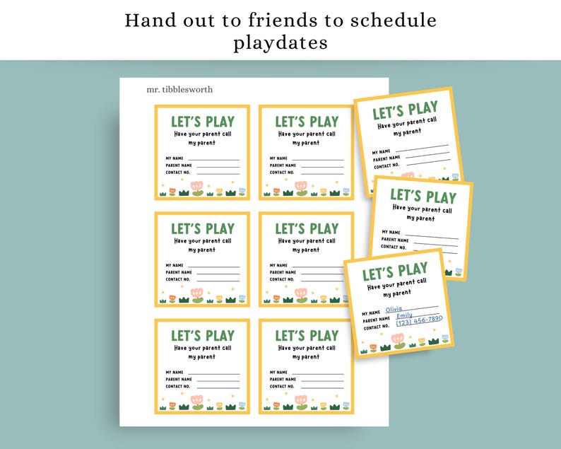 Editable Playdate Cards, Let's Play Printable Cards, Play Date Cards ...