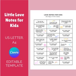 30 Printable Love Notes for Kids: Lunchbox Encouragement Cards (PDF) - Etsy