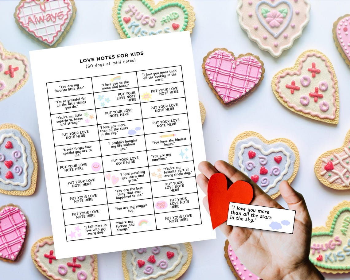30 Printable Love Notes for Kids: Lunchbox Encouragement Cards (PDF) - Etsy