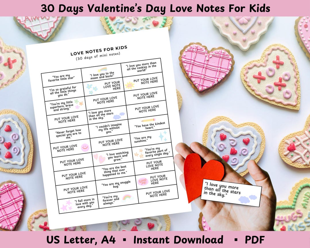 30 Printable Valentine's Day Love Notes for Kids | Lunchbox Notes ...