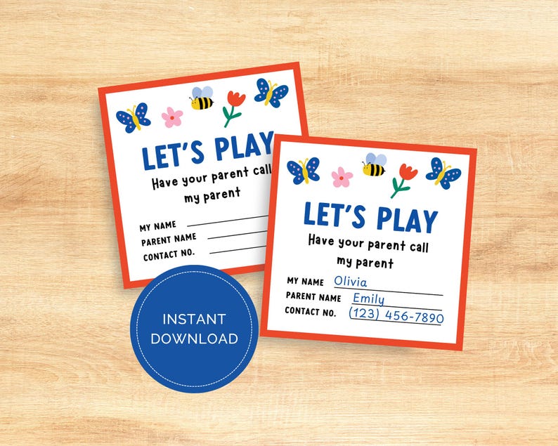 Editable Kids Playdate Cards: Printable Calling Cards (PDF) - Etsy