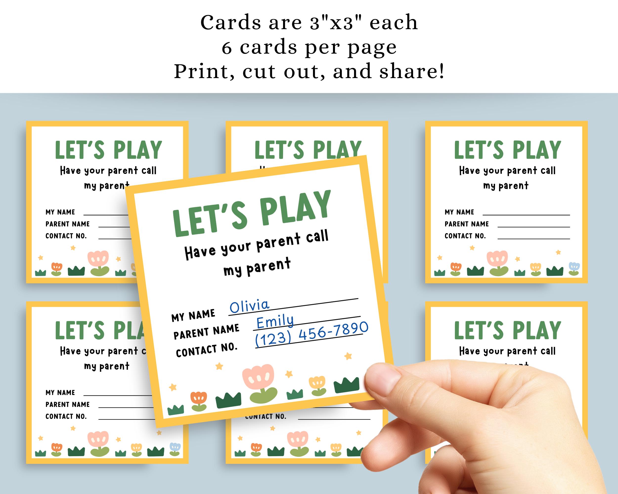 Editable Playdate Cards, Let's Play Printable Cards, Play Date Cards ...