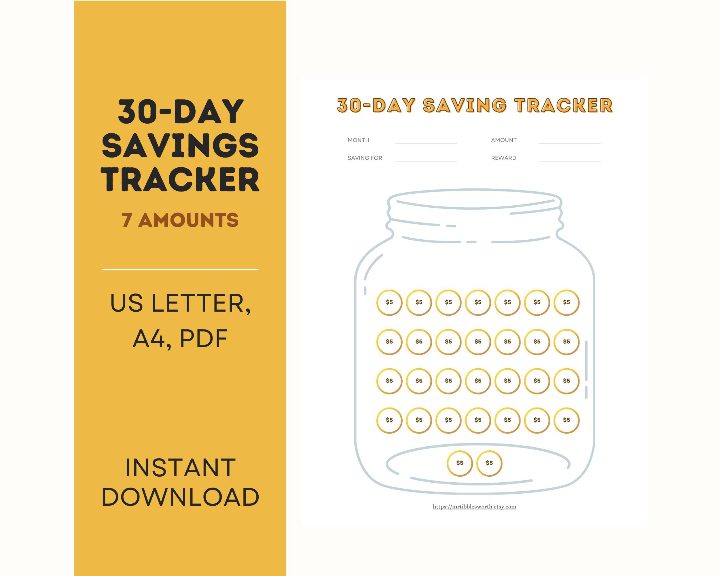 30-day Savings Tracker Printable: Cash Stuffing Challenge (PDF) - Etsy