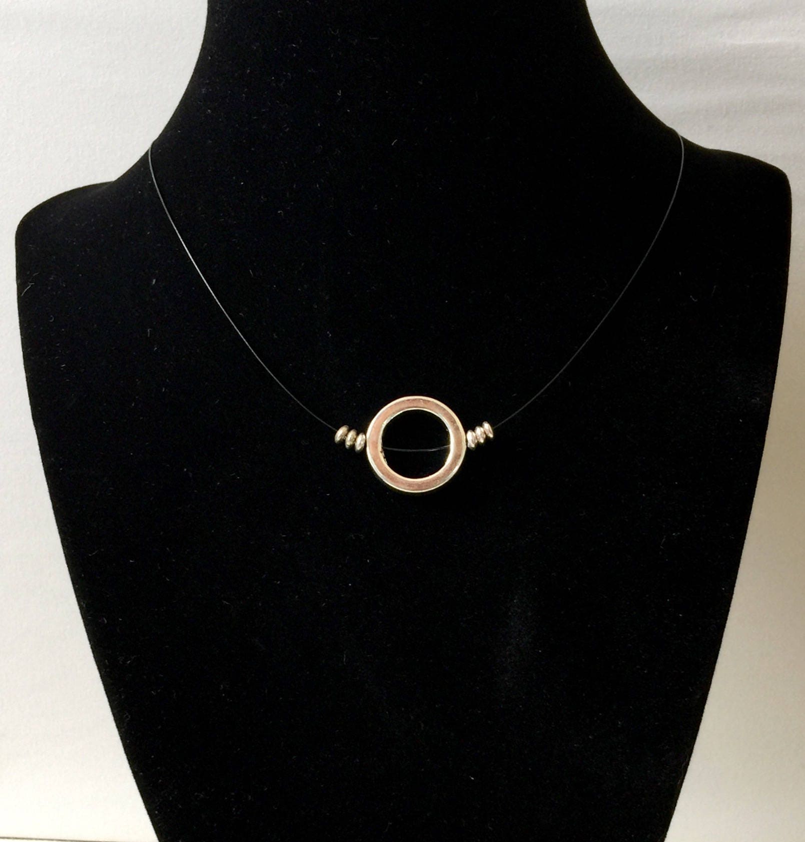 Black and Silver Circle Minimalist Choker Necklace / Modern - Etsy