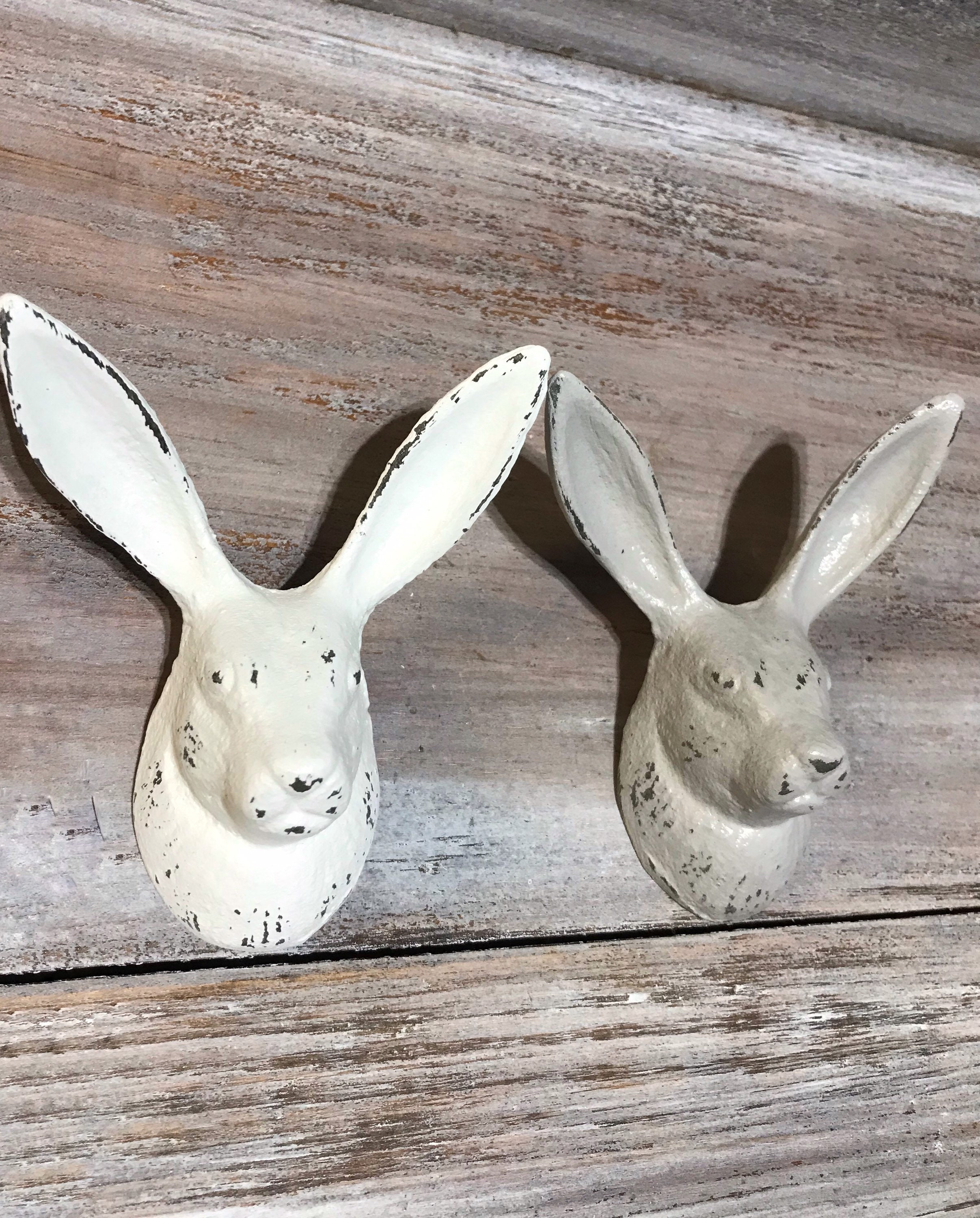 Rabbit Cast Iron Wall Hook / Custom Painted Rabbit Wall Decor | Etsy