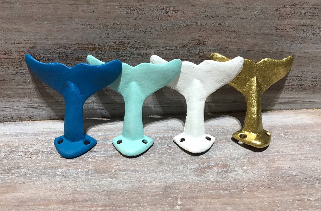Whale Tail Cast Iron Decorative Hook - Custom Painted Whale Tail Hook ...